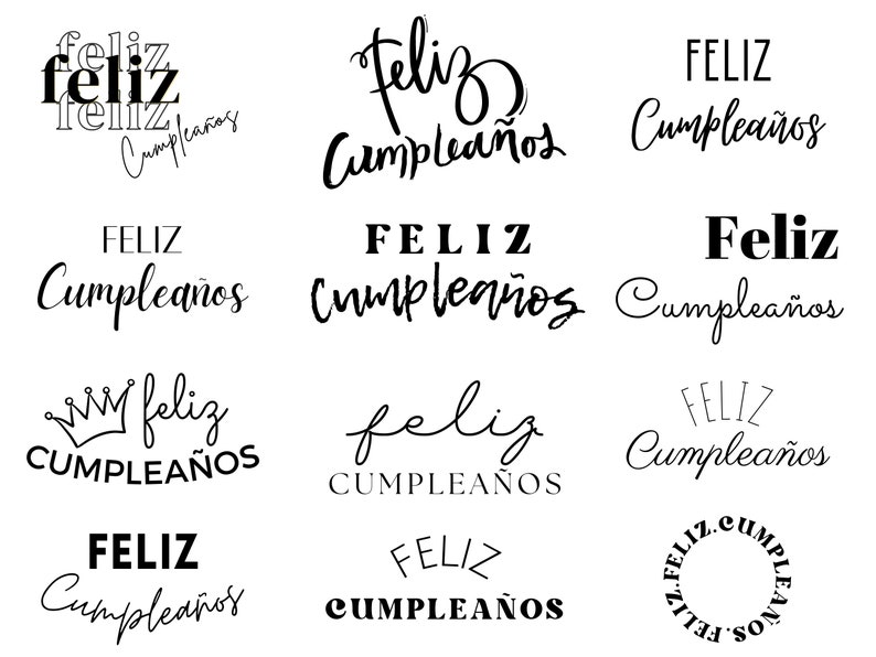 Feliz Cumpleaños SVG Bundle: Spanish Birthday Designs (digital Download ...