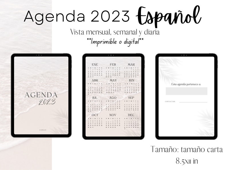 Minimalist Agenda, Agenda 2023 En Español, Planificador Diario ...