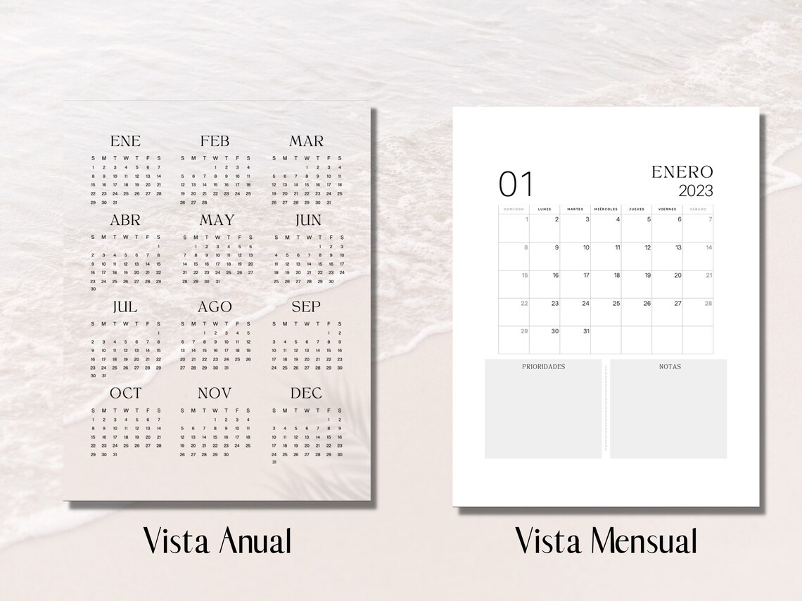 Minimalist Agenda, Agenda 2023 En Español, Planificador Diario ...