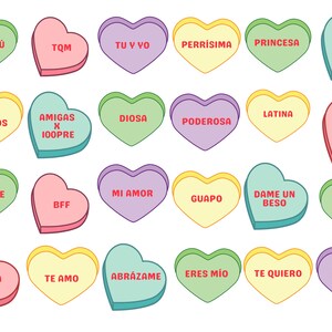 Spanish Conversation Hearts Svg, Candy Hearts Svg, Dia De Los ...