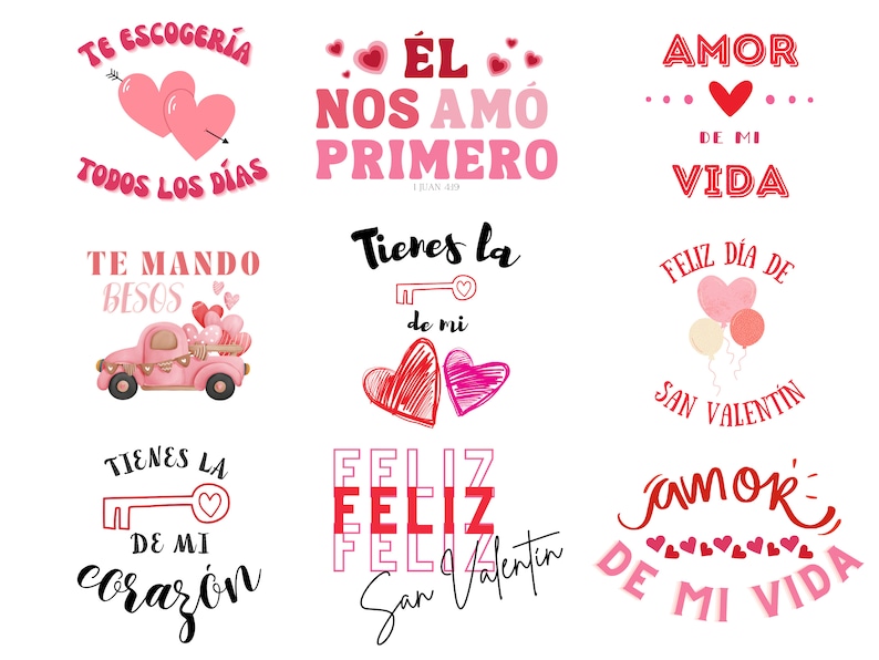 Spanish Valentines Day SVG Bundle: Amor, Besos, Corazon Designs ...