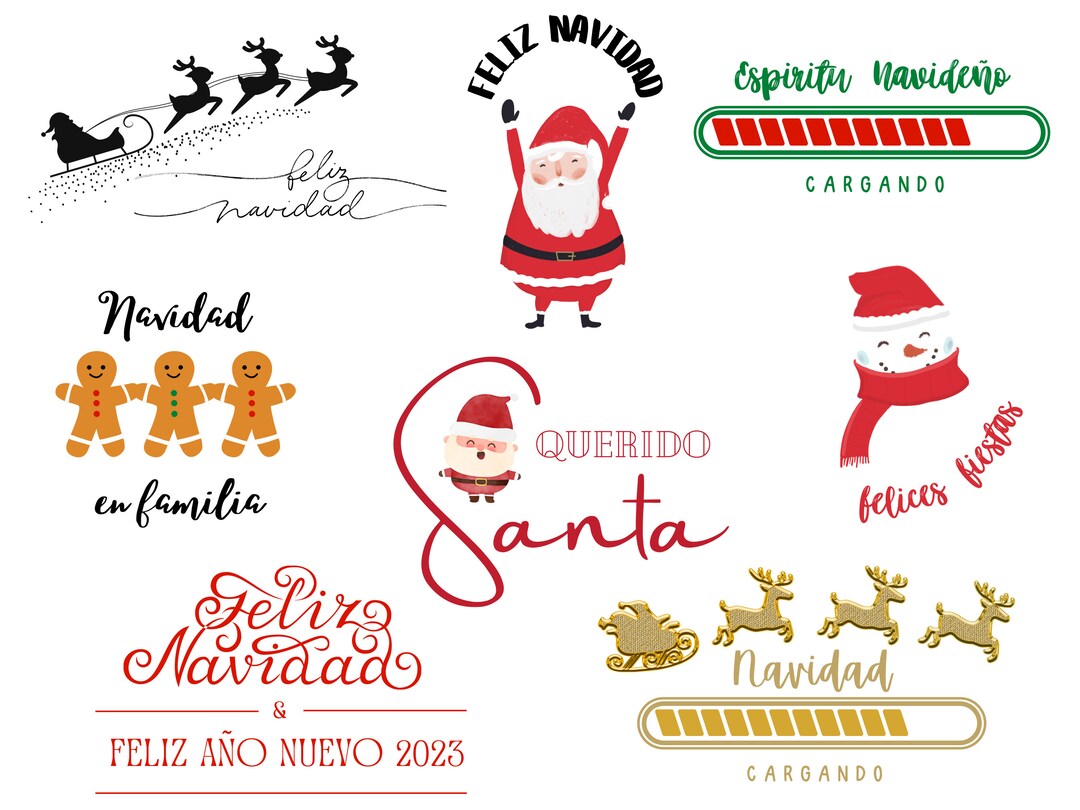 Feliz Navidad SVG Bundle: Spanish Christmas Clipart (digital Files) - Etsy