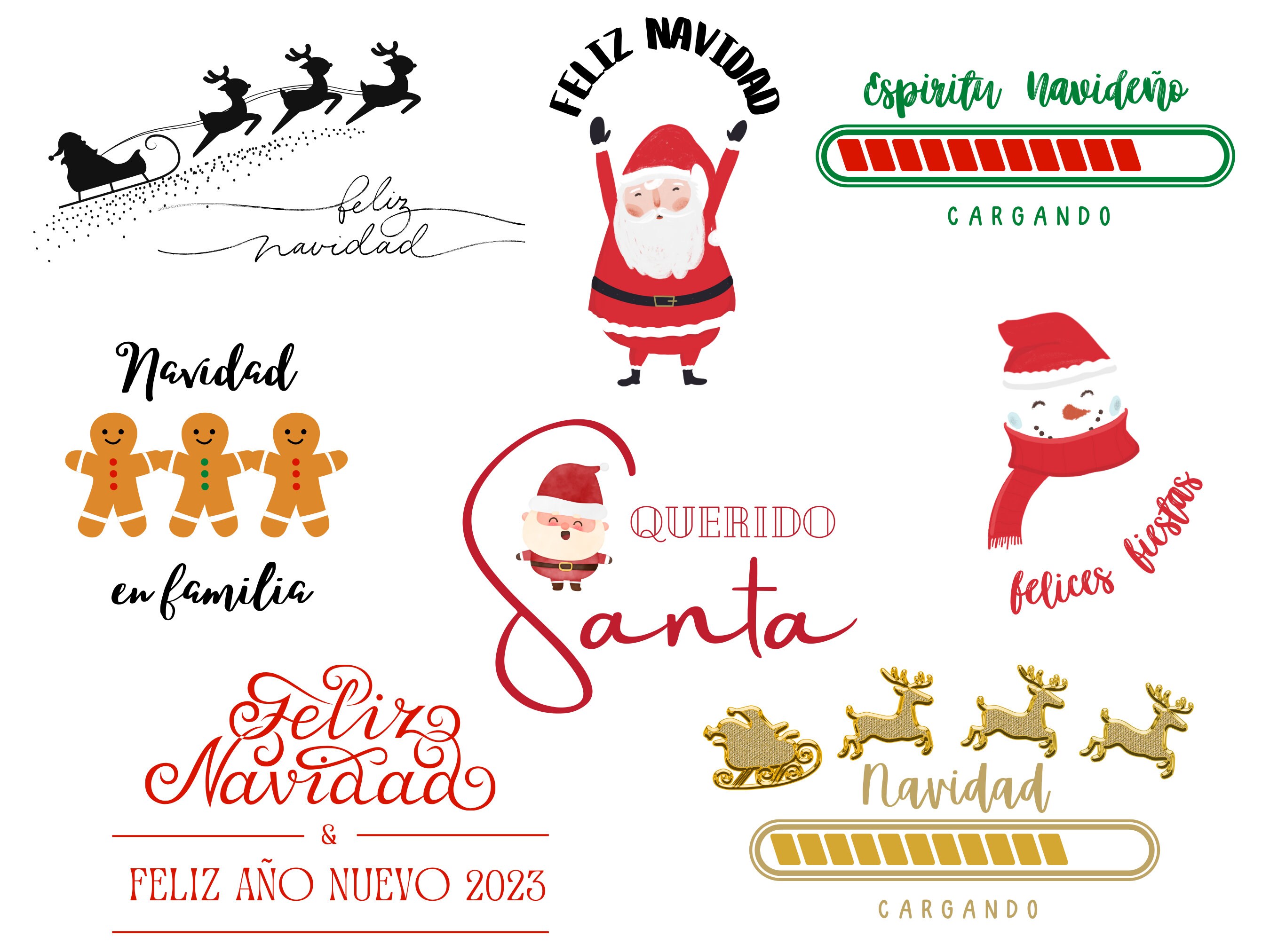 Feliz Navidad SVG Bundle: Spanish Christmas Clipart (digital Download ...