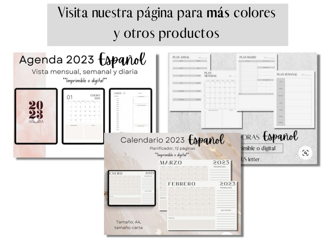Agenda Amarilla, Agenda 2023 En Español, Planificador Diario, Printable ...
