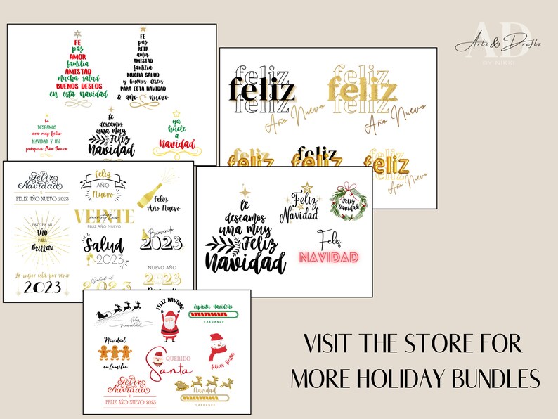 Feliz Navidad Svg Bundle Spanish Christmas Svg Christmas Svg - Etsy