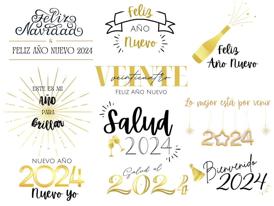 Feliz Año Nuevo 2024 SVG Bundle, Elegant New Year Sign, Spanish New ...