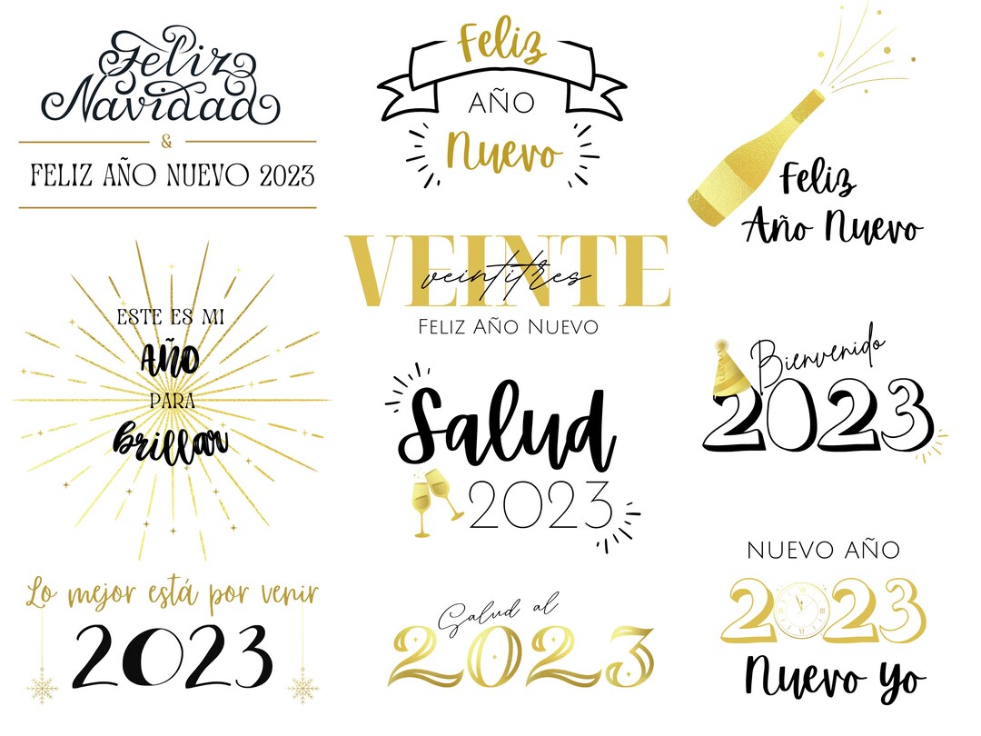Feliz Año Nuevo SVG Bundle, Elegant New Year Sign, Spanish New Year Svg ...