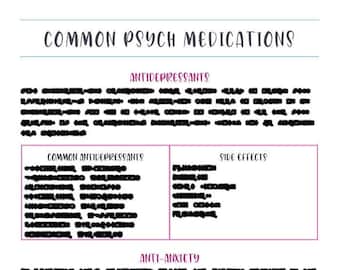 Psych Meds Cheat Sheet - Etsy