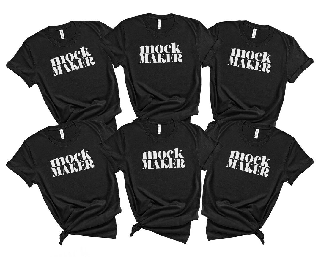 Bella Canvas Group Mockup, Group Shirt Mockup Black, Multiple Mockup ...