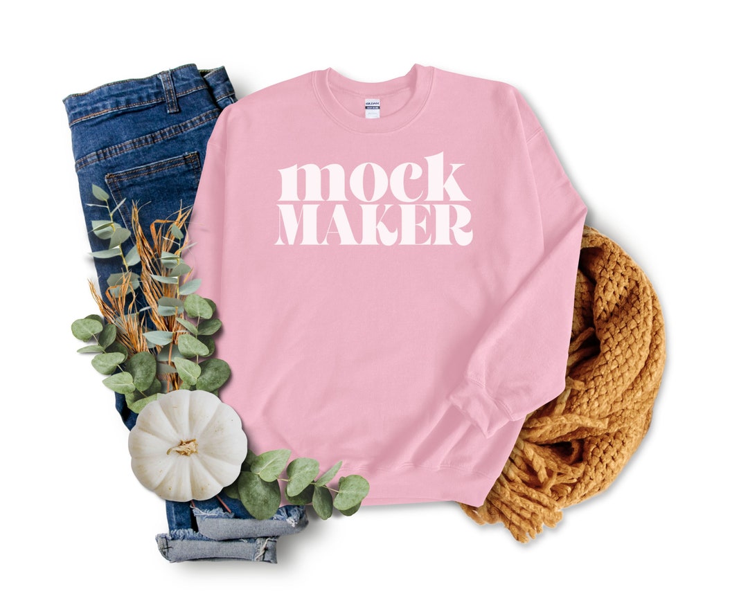 Gildan 18000 Mockup Light Pink, Gildan Sweatshirt Mockup Flatlay ...