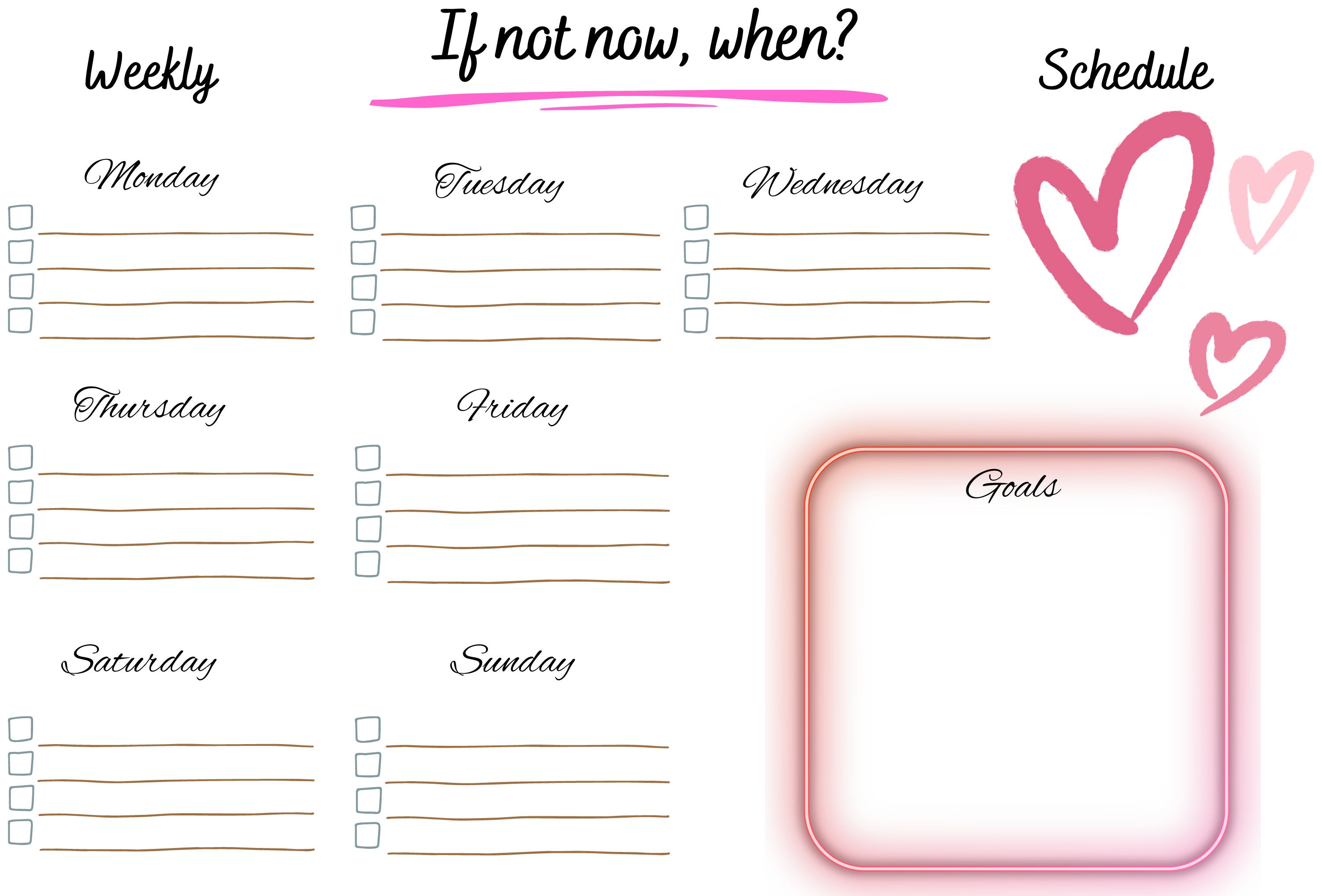 Simple and Cute College/ Study-weekly Schedule and Planner - Etsy