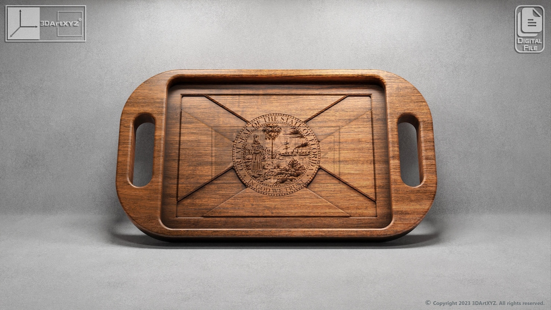 Florida Flag Tray With Handles - CNC Files for Wood (svg, Dxf, Eps, Ai ...