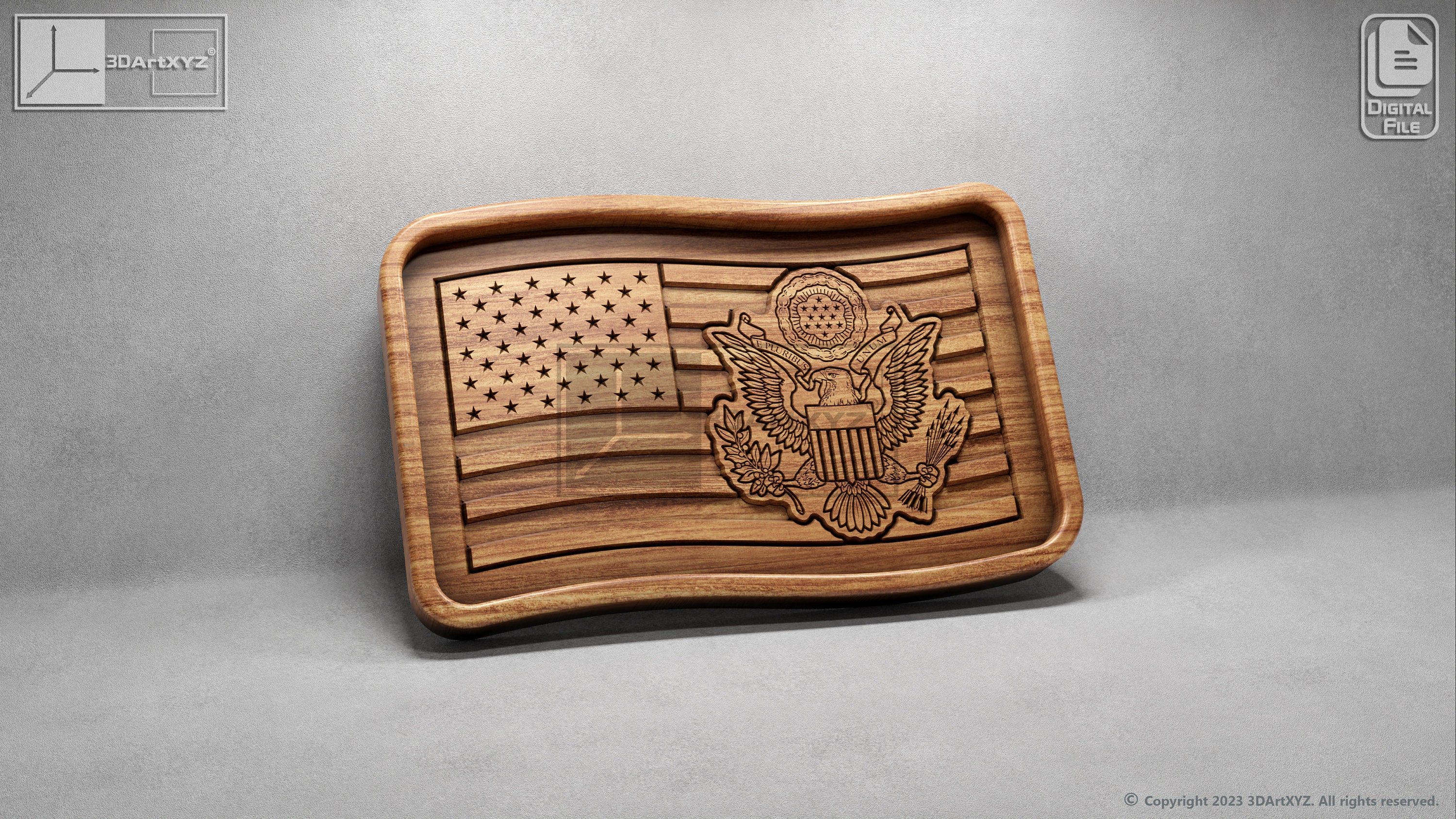 US Flag Army Seal Trays Pack - CNC Files for Wood (svg, Dxf, Eps, Ai ...