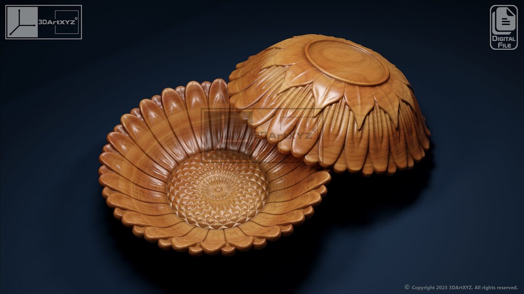 Sunflower Bowl - CNC Files for Wood (STL) - Etsy