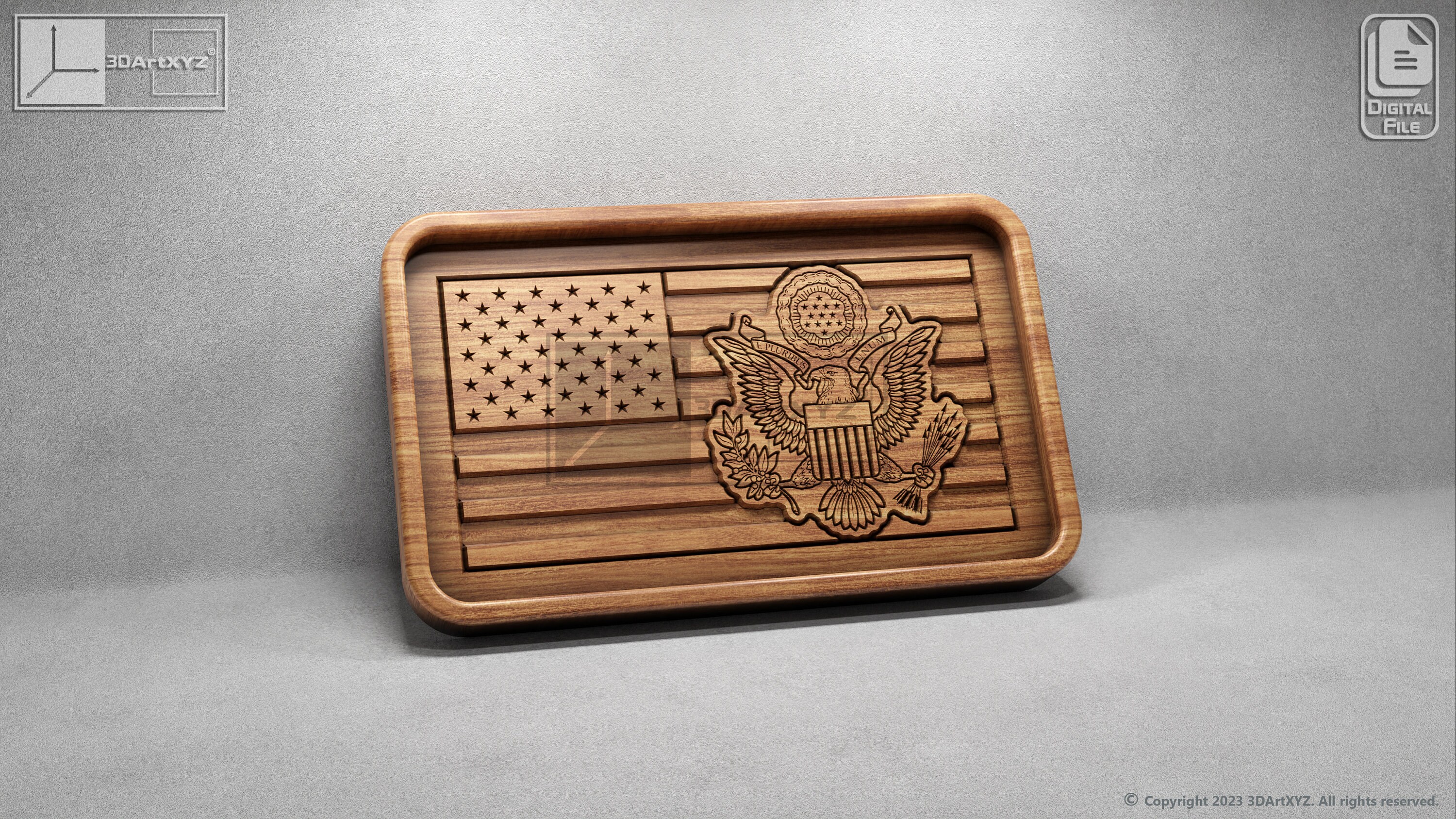 US Flag Army Seal Trays Pack - CNC Files for Wood (svg, Dxf, Eps, Ai ...