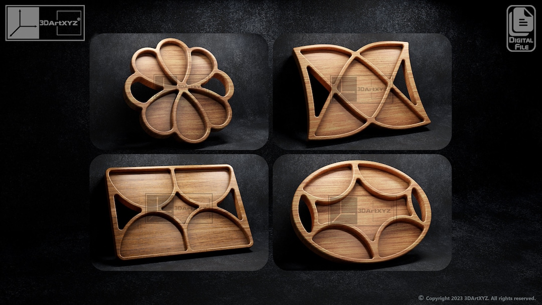 Trays Pack 3 - CNC Files for Wood (svg, Dxf, Eps, Ai, Pdf) - Etsy