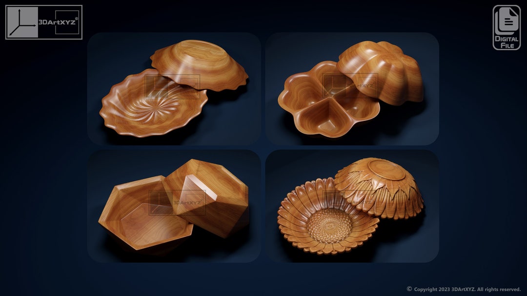 Bowls Pack 3 - CNC Files for Wood (STL) - Etsy