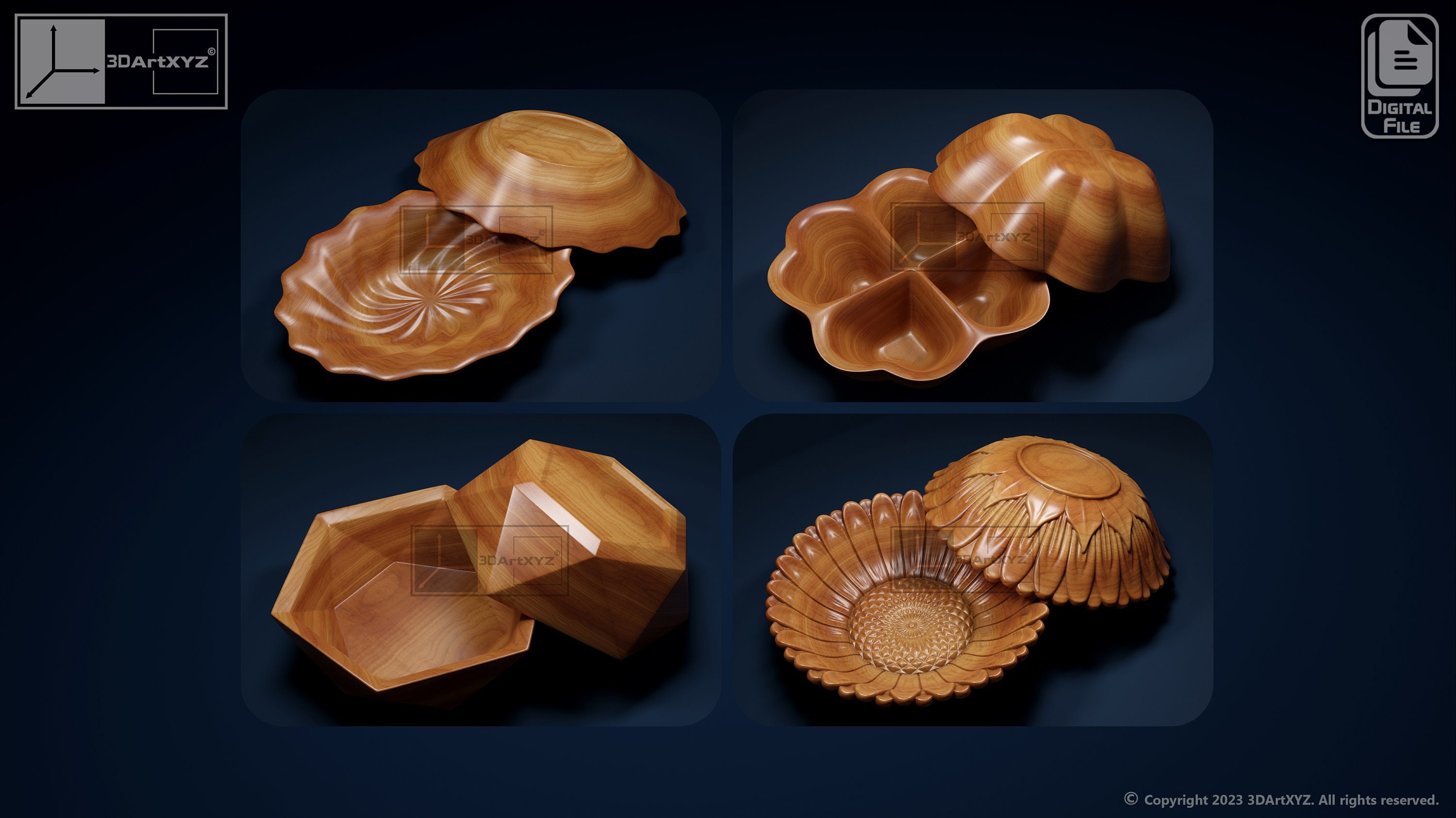 Bowls Pack 3 CNC Files for Wood STL - Etsy