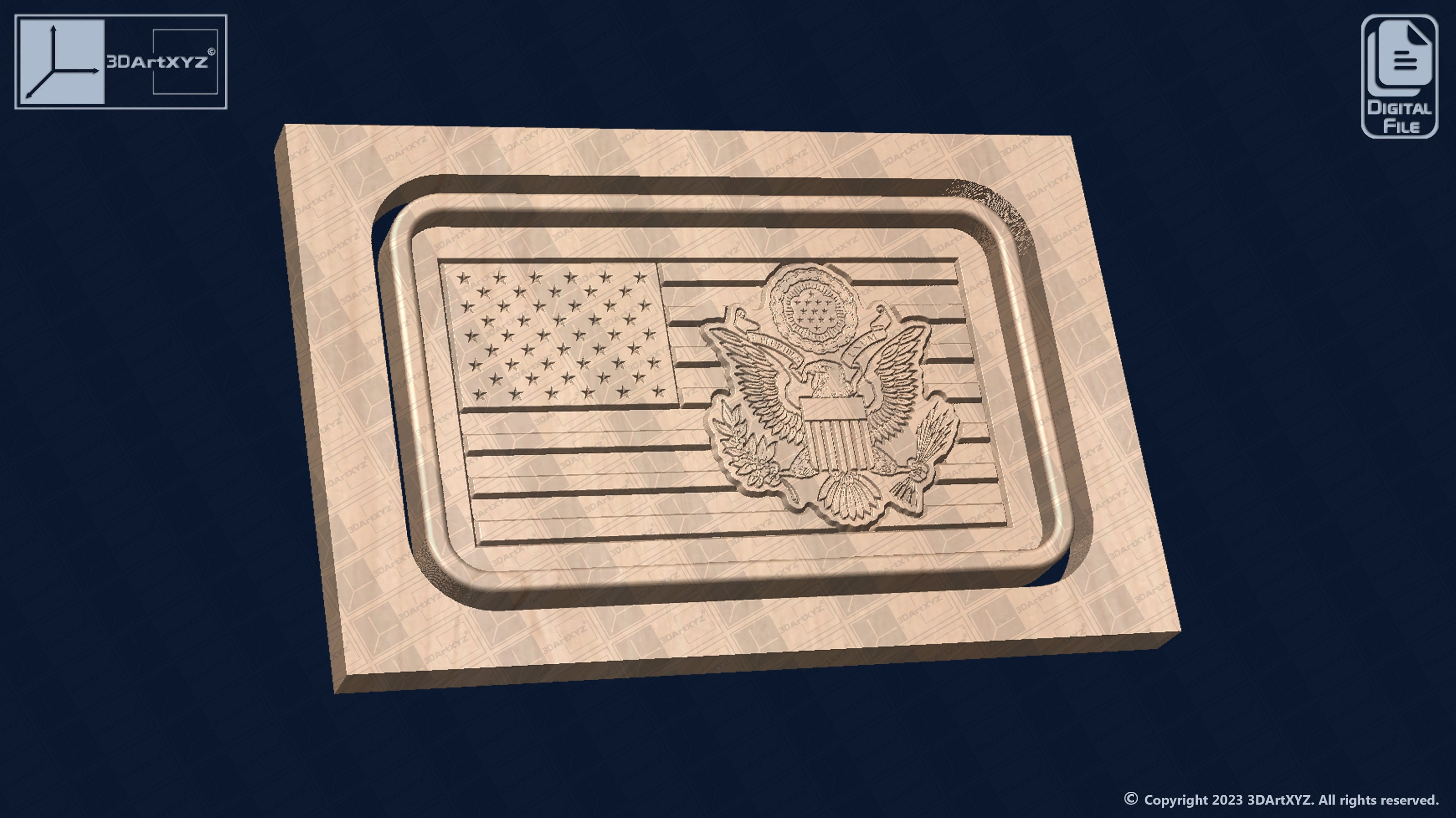 US Flag Army Seal Trays Pack - CNC Files for Wood (svg, Dxf, Eps, Ai ...