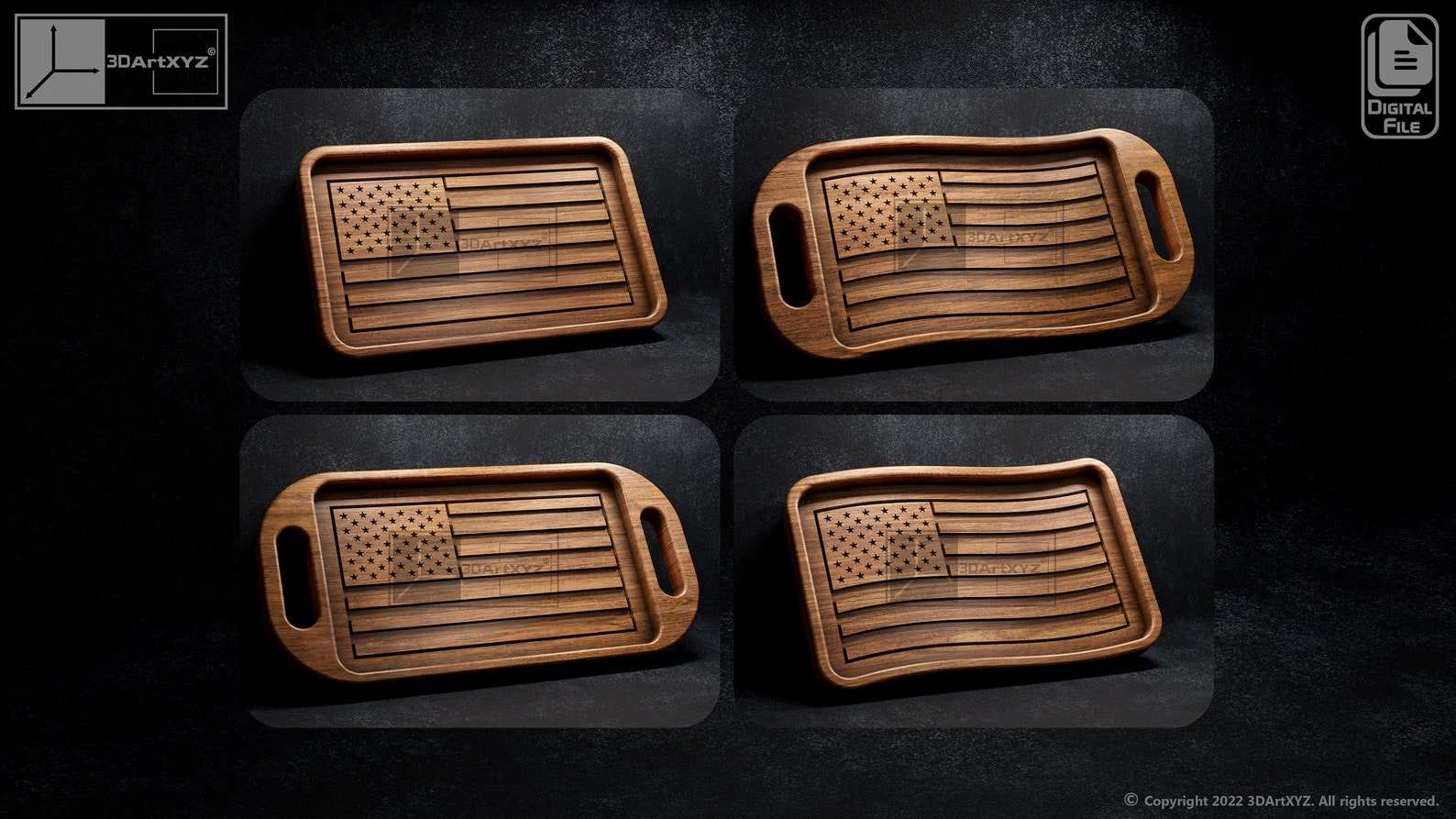US Flag Trays Pack - CNC Files for Wood (svg, Dxf, Eps, Ai, Pdf) - Etsy