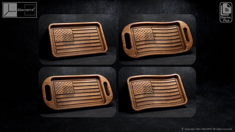US Flag Trays Pack - CNC Files for Wood (svg, Dxf, Eps, Ai, Pdf) - Etsy