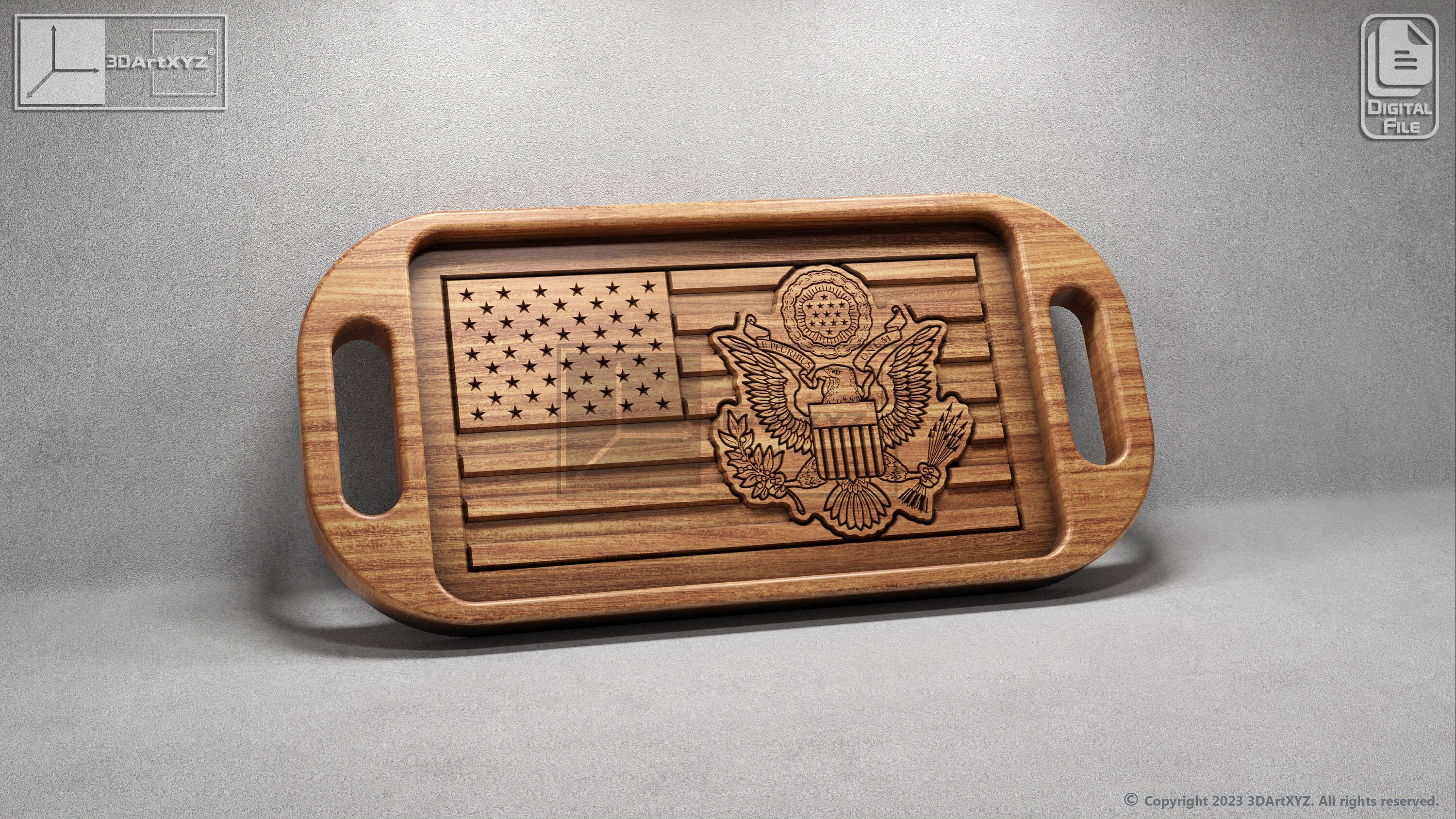 US Flag Army Seal Tray With Handles CNC Files for Wood svg, Dxf, Eps ...