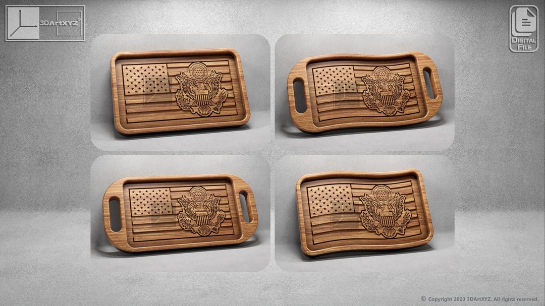 US Flag Army Seal Trays Pack - CNC Files for Wood (svg, Dxf, Eps, Ai ...