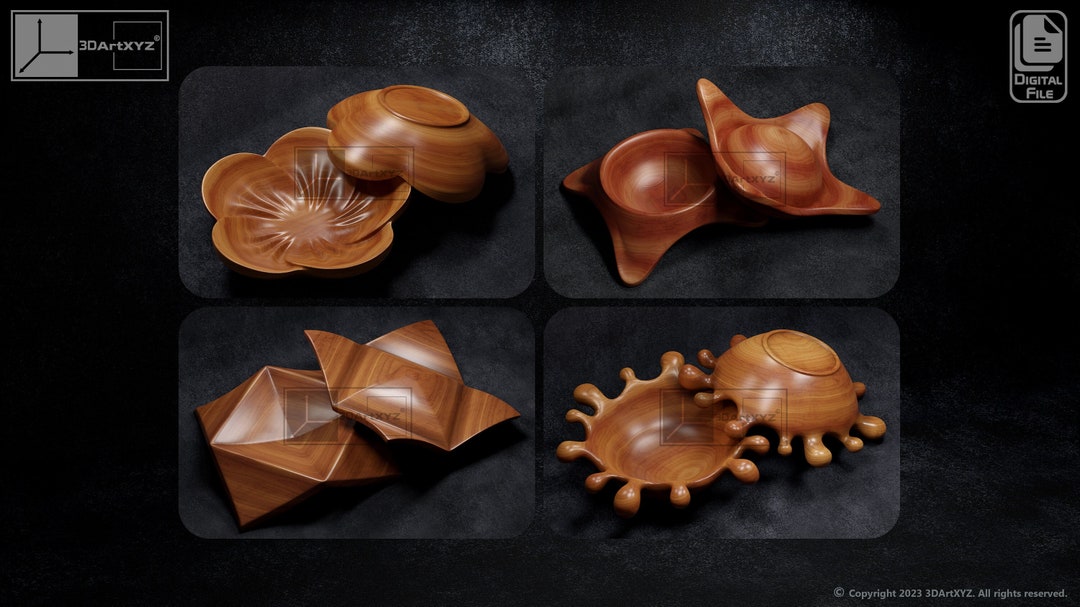 Bowls Pack 4 - CNC Files for Wood (STL) - Etsy