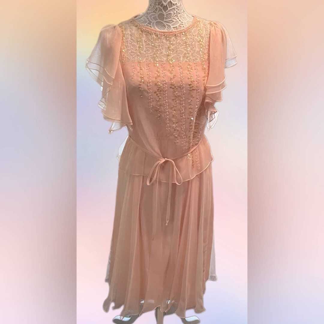 Vintage 1960's Jack Bryan Beaded Sequin Two Piece Pink Dress - Etsy