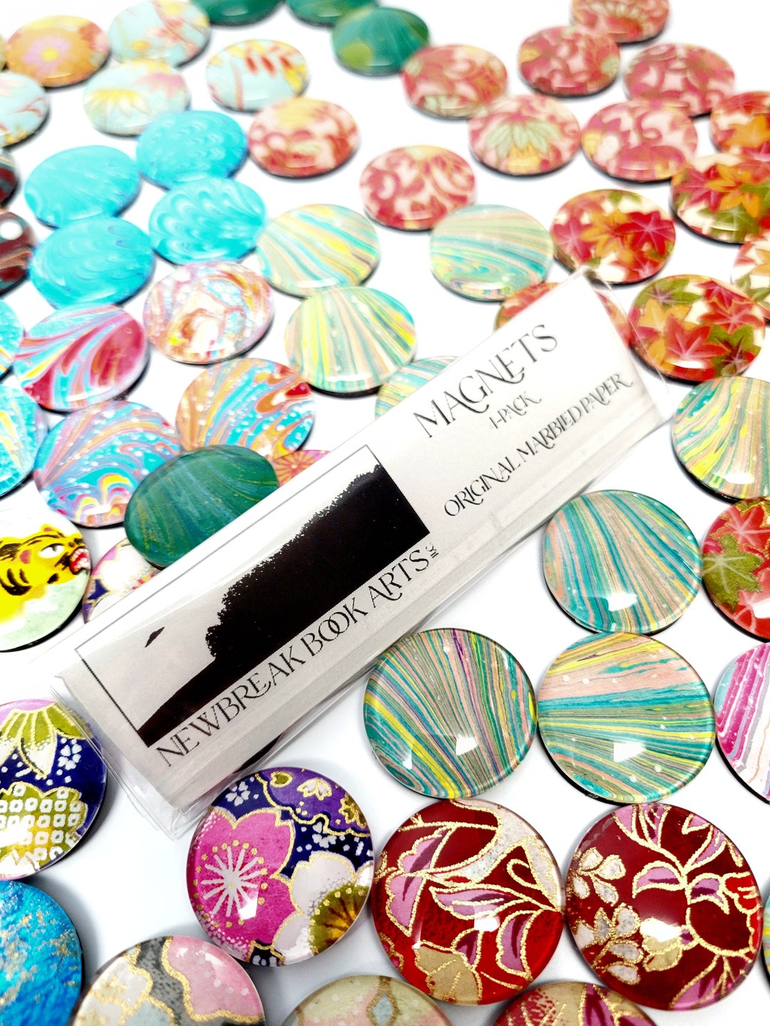 4-pack 1" Marbled Glass Magnets, Unique Gift, Magnet Set for ...