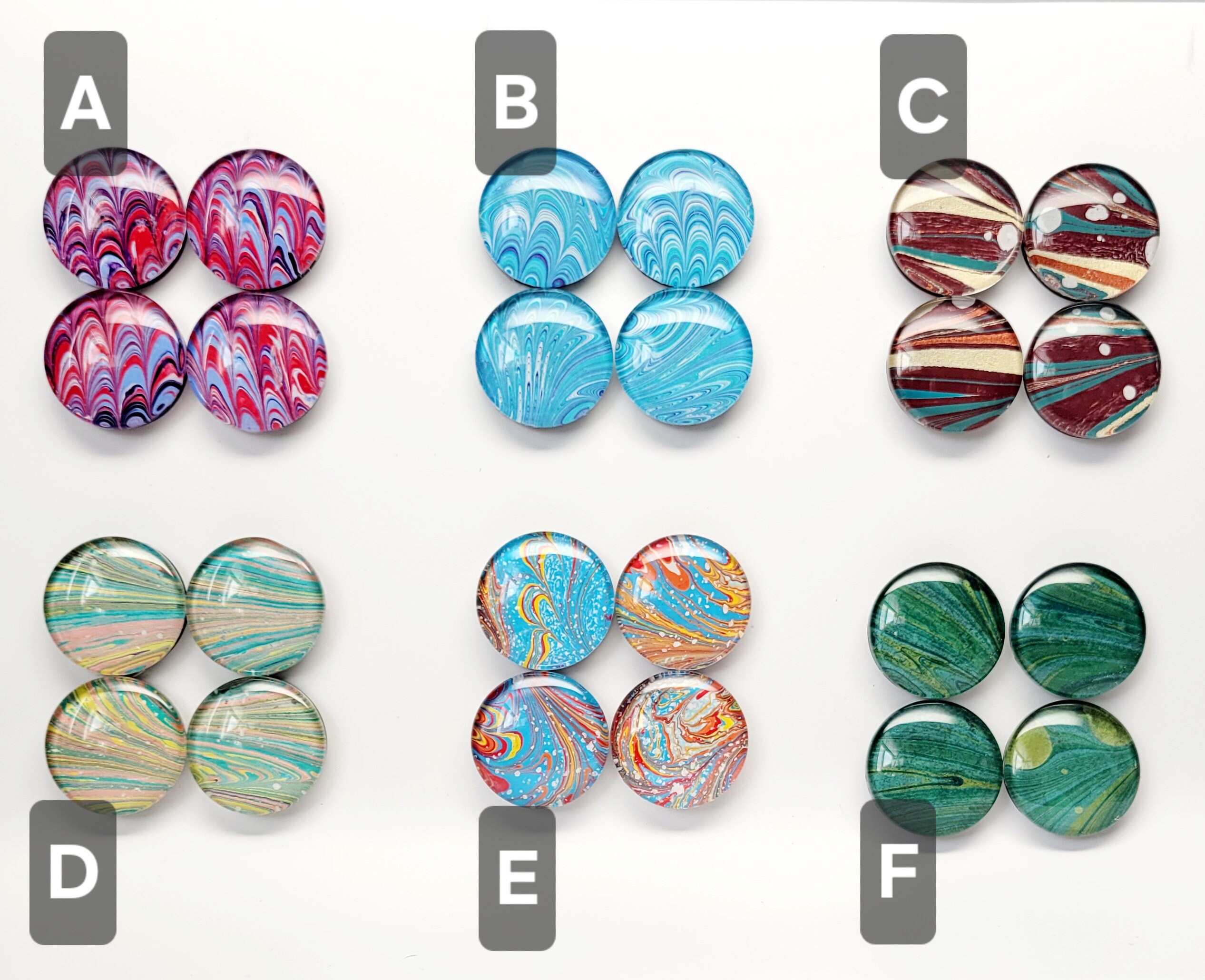 4-pack 1" Marbled Glass Magnets, Unique Gift, Magnet Set for ...
