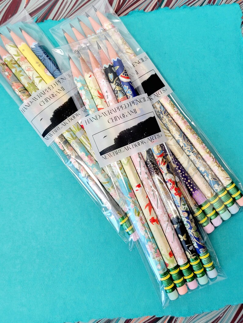 5-pack Hand-wrapped Pastel Graphite 2 Pencils. Chiyogami, Marbled, Book ...