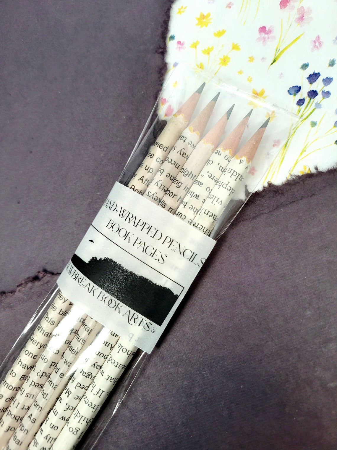 5-pack Hand-wrapped #2 Graphite Pencils. Chiyogami, Marbled, Book Pages ...