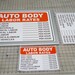 Body Shop Auto Body Repair Collision Labor Rates Hourly Price Sign With ...