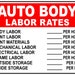 Body Shop Auto Body Repair Collision Labor Rates Hourly Price Sign PDF ...
