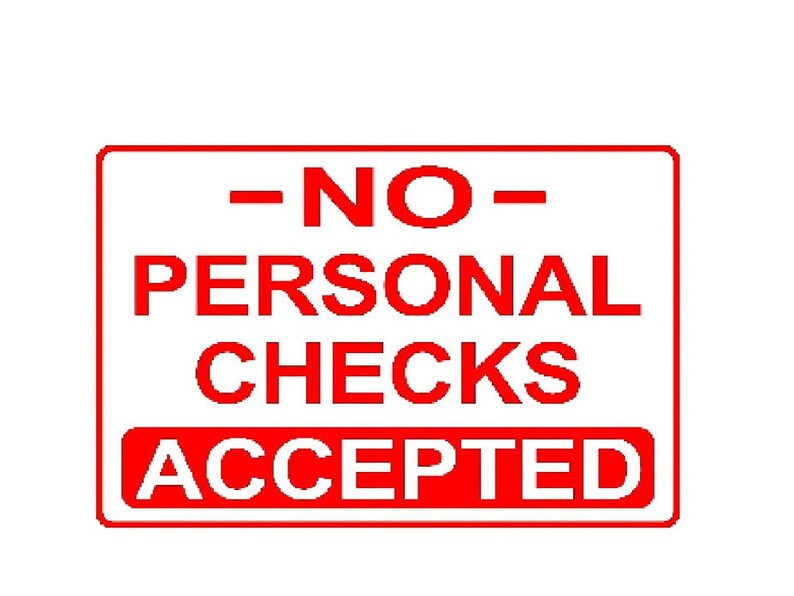 No Personal Checks Accepted Sign Service Shop Retail Store Template PDF ...