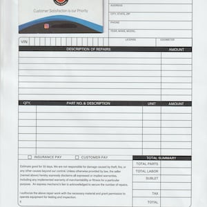 Body Shop Mechanic Shop Service Center Form to Give Free Estimates PDF ...