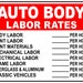 Collision Repair Shop Bodyshop Hourly Labor Rates Sign PDF Template ...