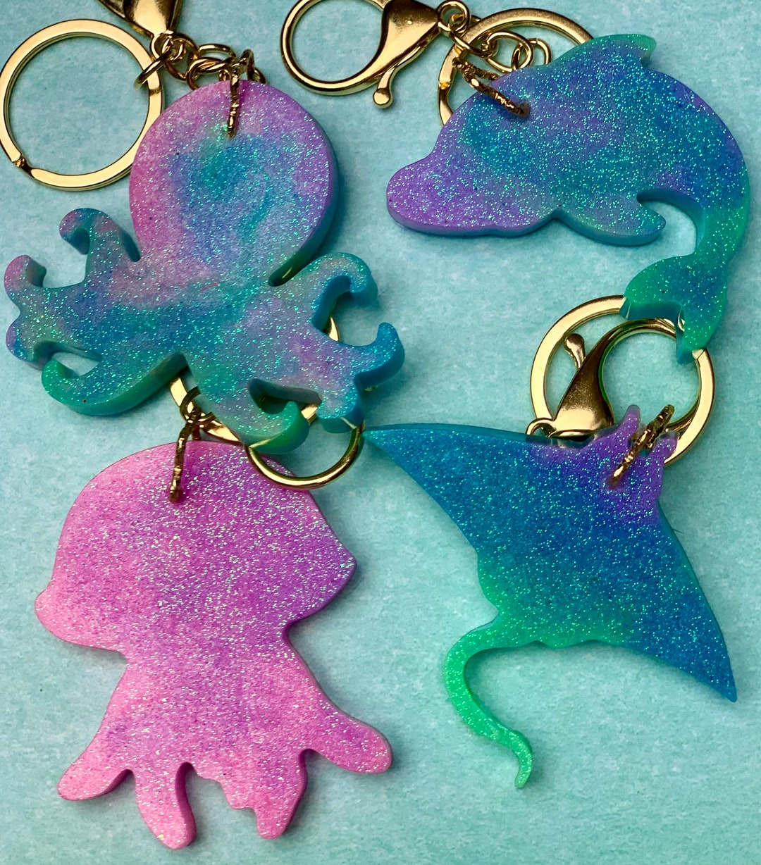 Silicone Tie Dye Ocean Keychains - Etsy