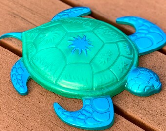 Ocean Waves Turtle, Real Sand and Shells, Coastal Decor, Beach Art ...