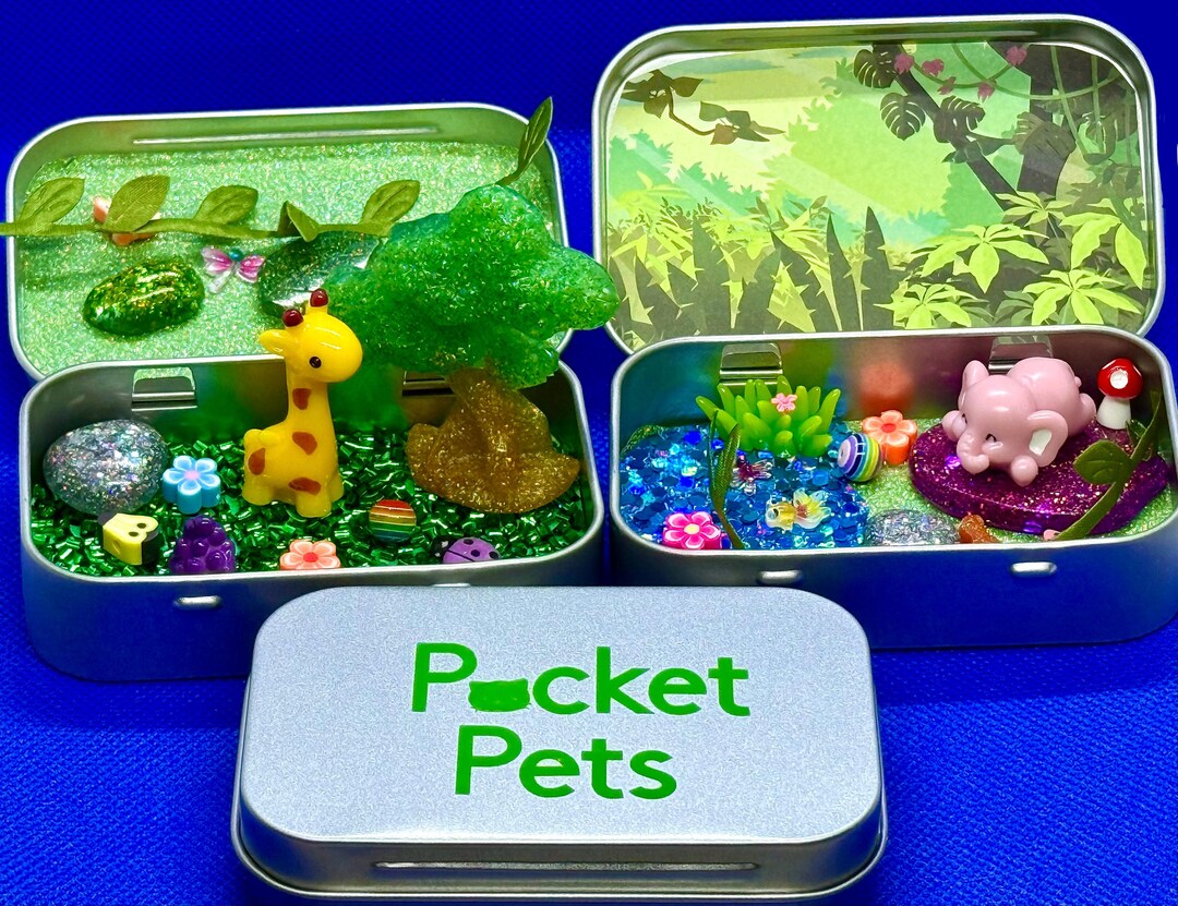 Pocket Pets - Jungle & Safari Edition - Toy in a Tin Miniature Playset ...