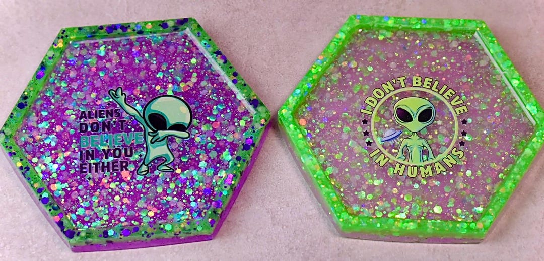 Glow-in-the-dark Space Alien Coasters - Etsy