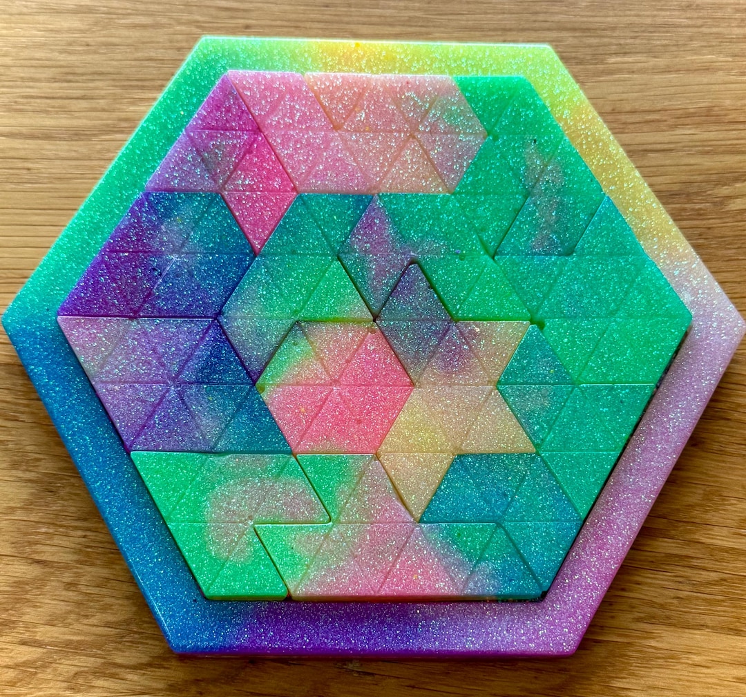 Handmade Resin Tangram Hexagon Puzzle - EXTREME Difficulty! - Etsy