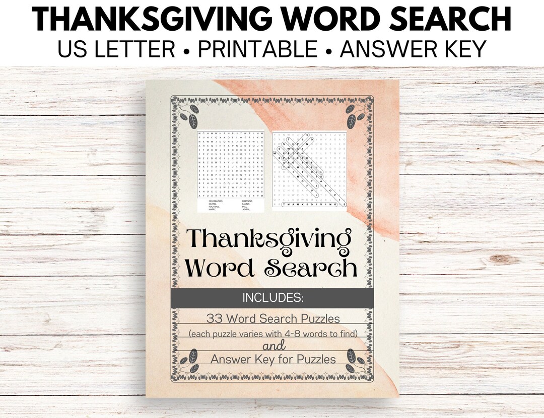 Thanksgiving Word Search Find Game, Printable Turkey Day Quiz for Kids ...