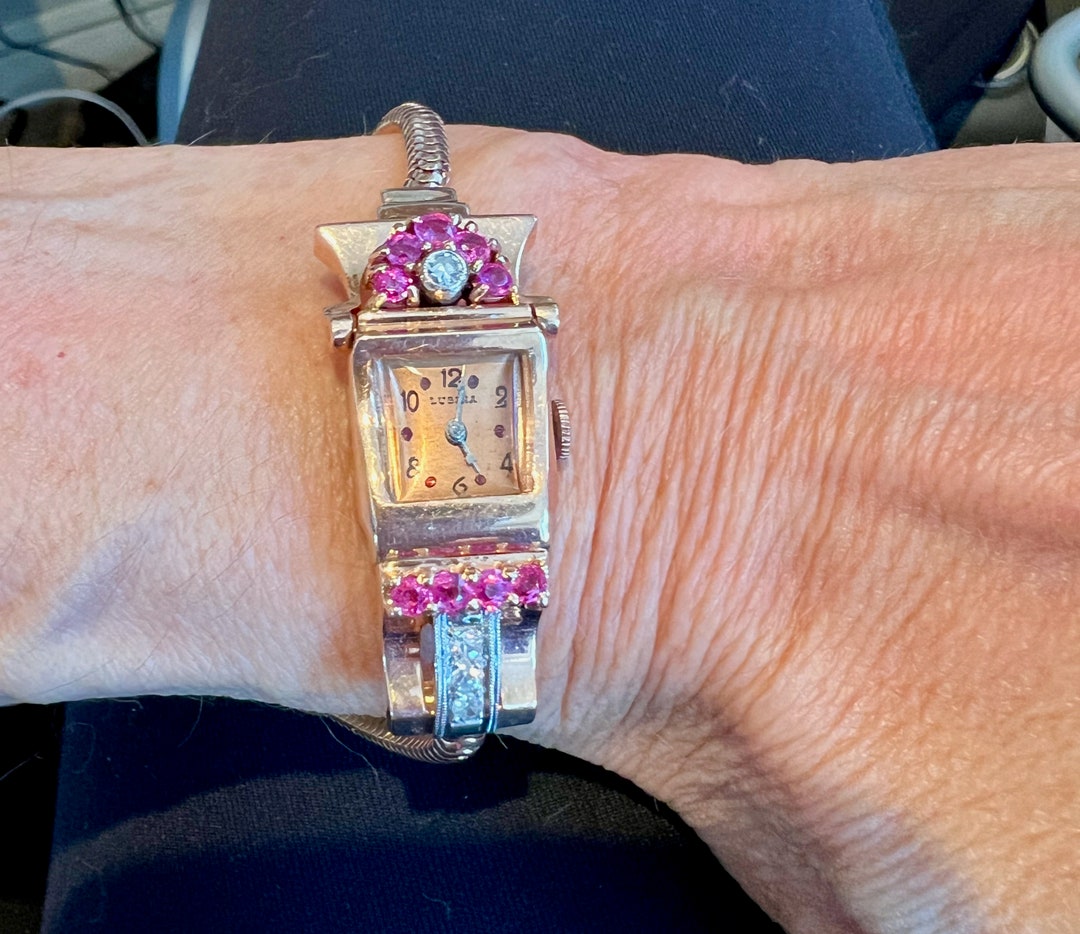 Vintage Lusina 14 Karat Rose Gold Ruby and Diamond Vintage - Etsy