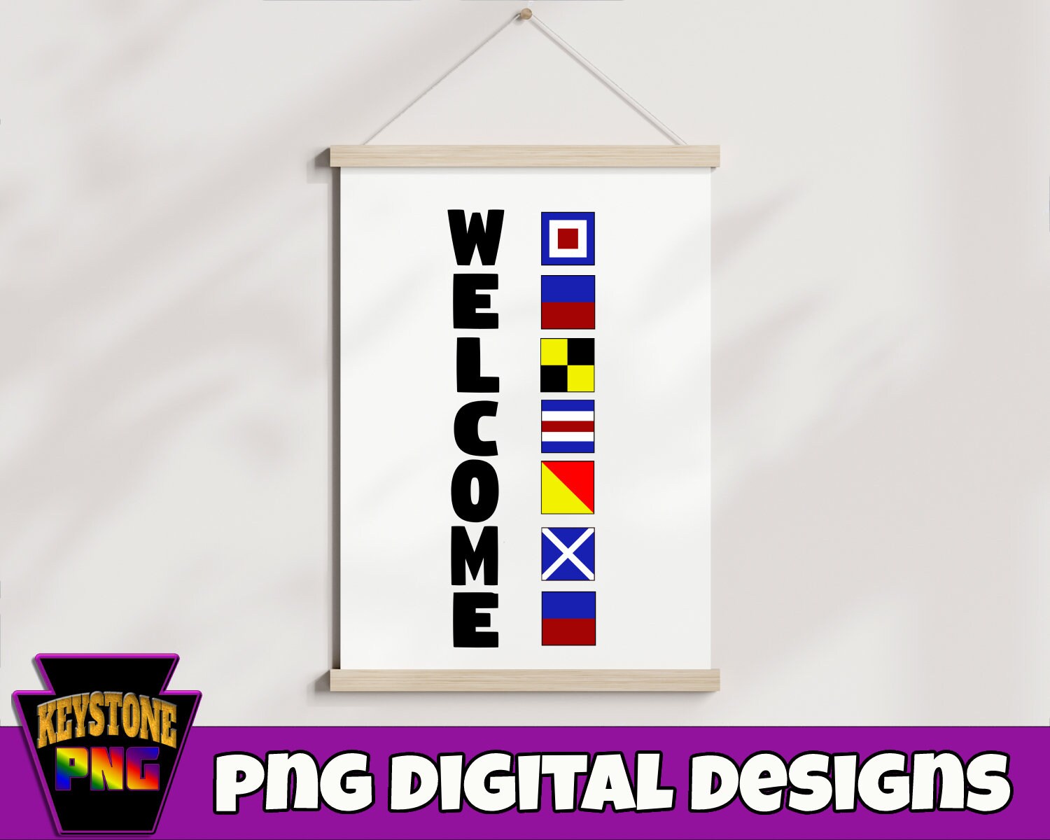 Nautical Flag Welcome PNG. Nautical Decor. Beach House Art. Shore ...