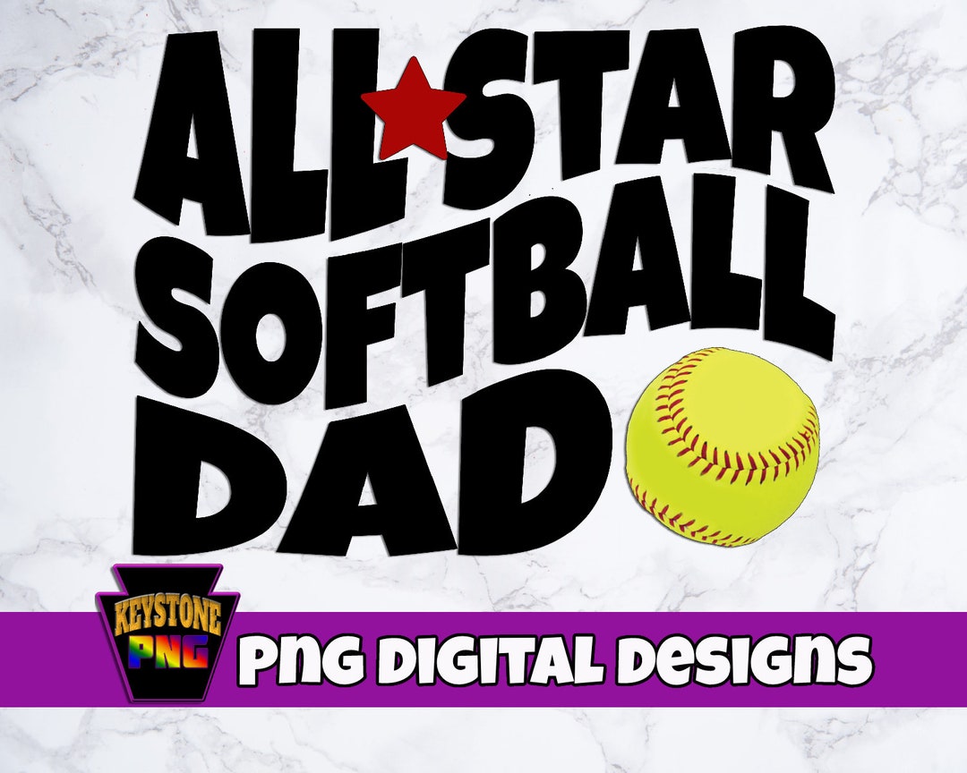 All-star Softball Dad. Retro Wave Design. Softball PNG. Softball ...
