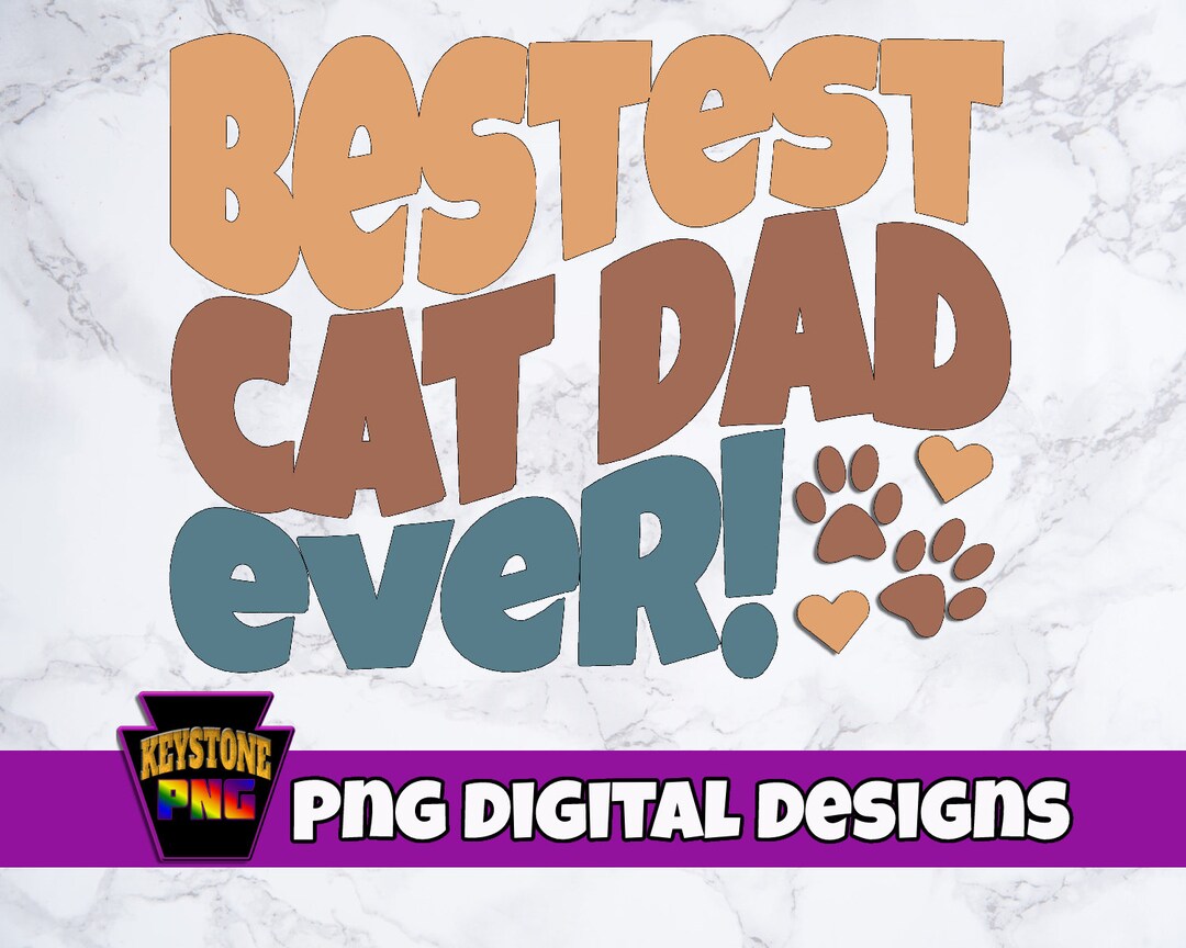 Cat Dad PNG. Bestest Cat Dad Ever! Retro Wave Design. Retro Colors. Cat ...