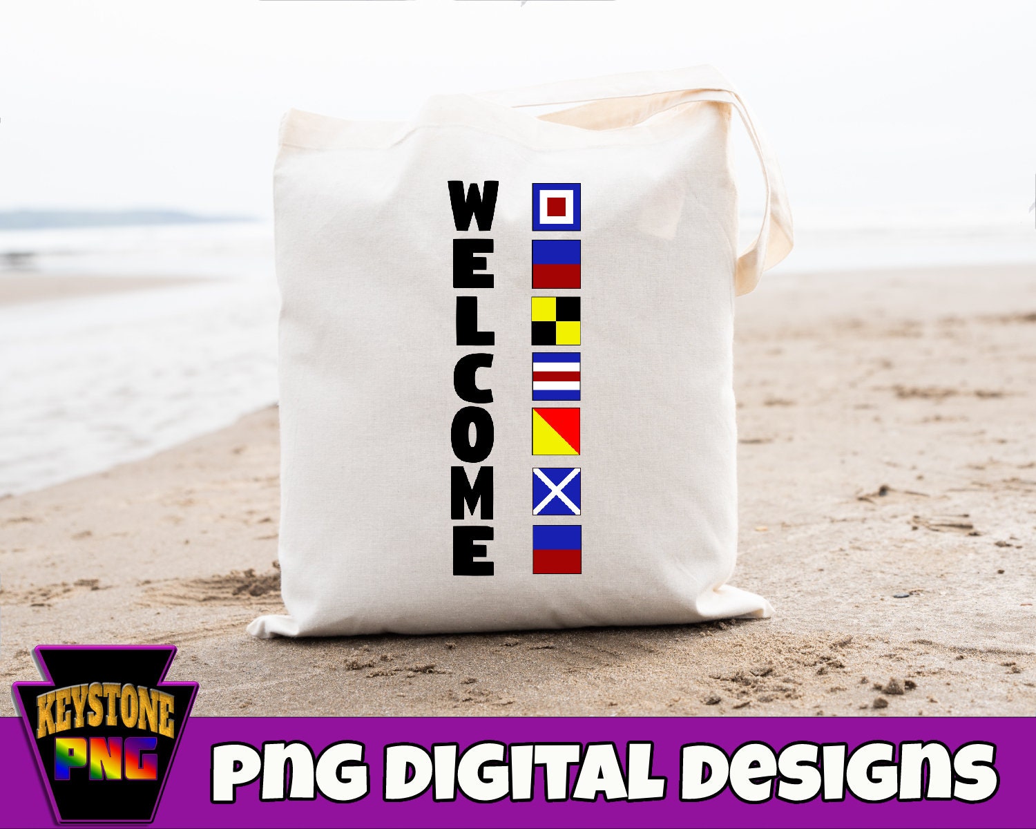 Nautical Flag Welcome PNG. Nautical Decor. Beach House Art. Shore ...