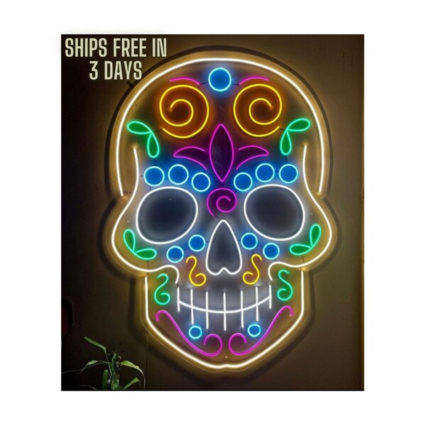 Neon Sugar Skull - Etsy